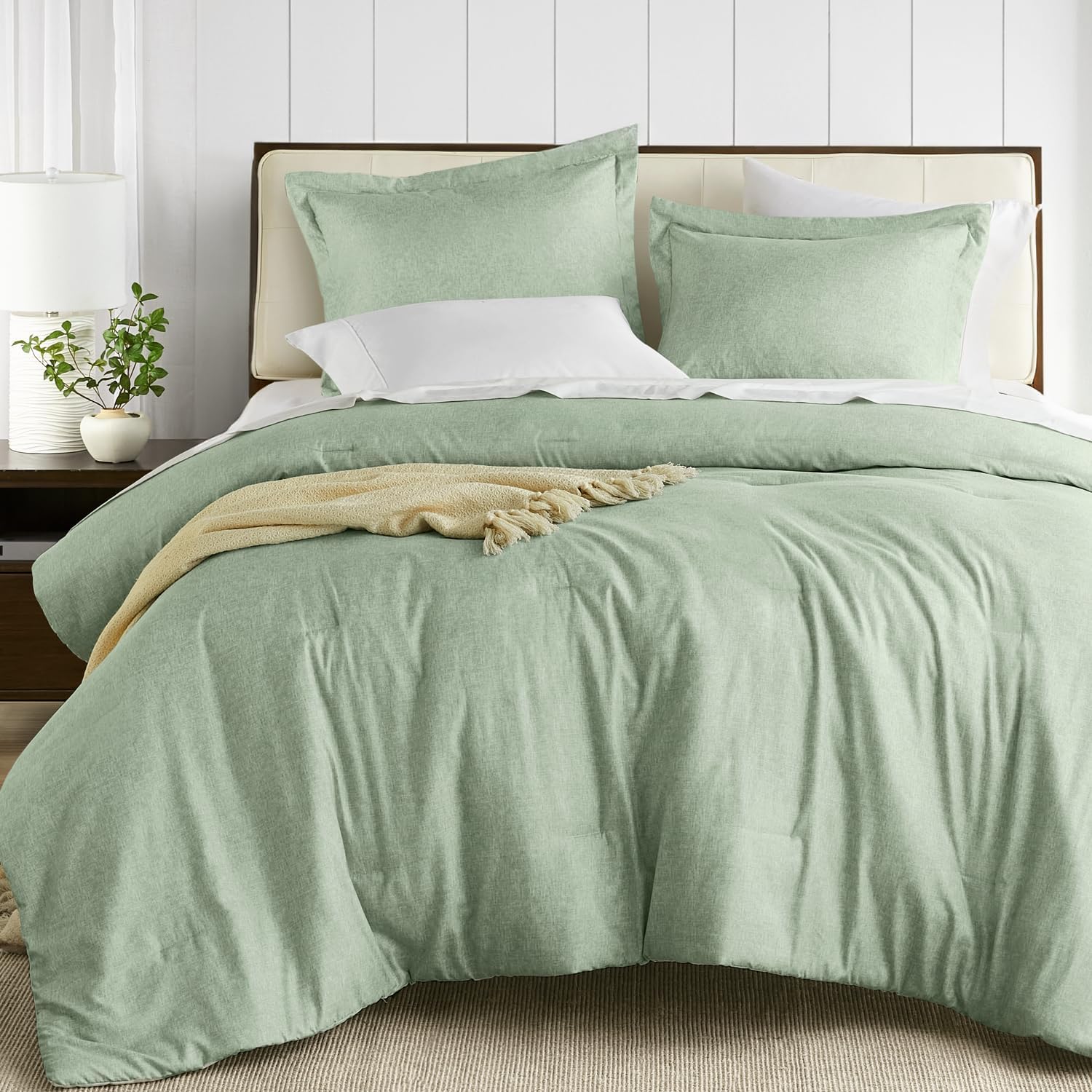 Amazon.com: Degrees of Comfort Sage Green Comforter Set King Size ...