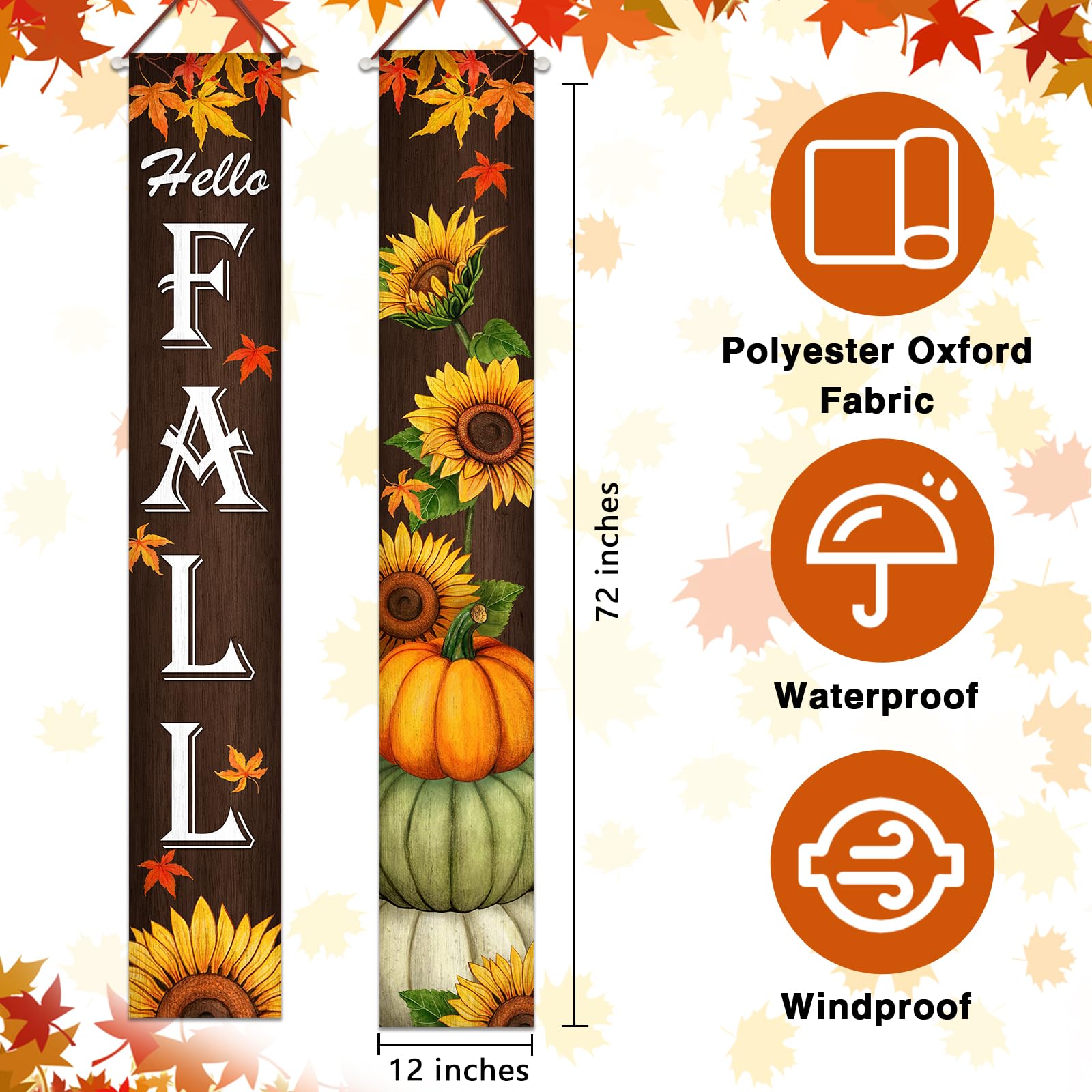 Snapklik.com : Fzbali Hello Fall Porch Banner Sign, Maple Sunflower ...