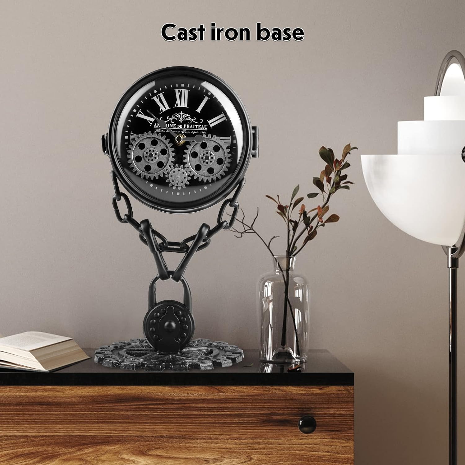 Buy TOSTOG Moving Gear Clock Battery Operated Rustic,Vintage Clocks ...