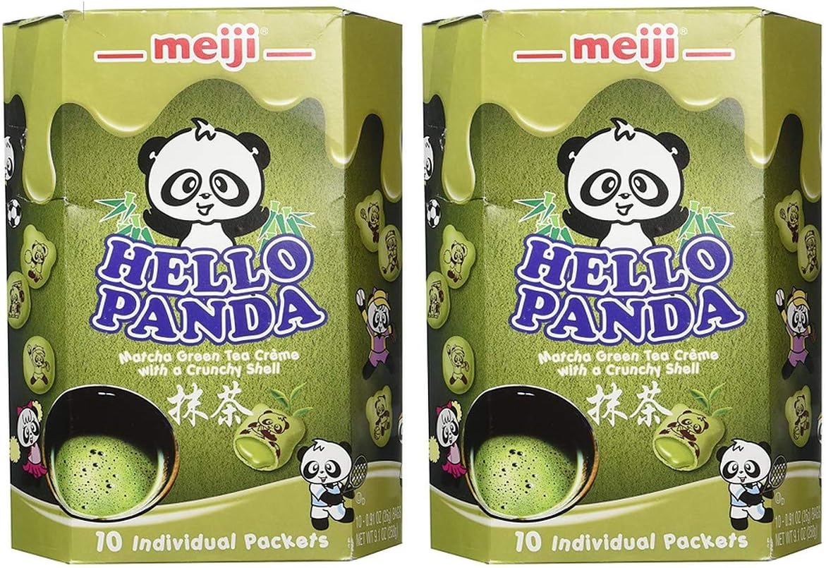 Amazon.com: Meiji Hello Panda Family Pack Cookie, Matcha Green Tea, (2 ...