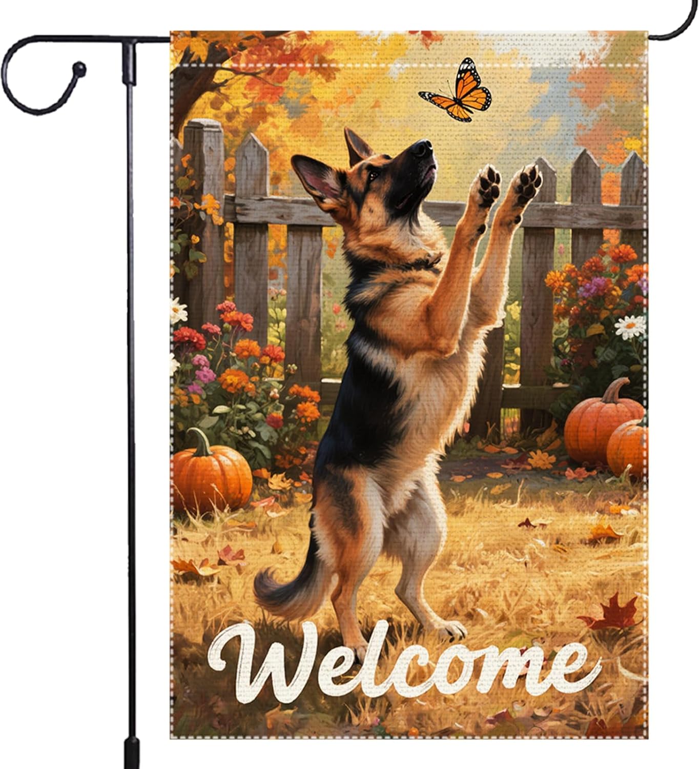 Amazon.com : Welcome Fall Garden Flag German shepherd Garden Flags 12 ...