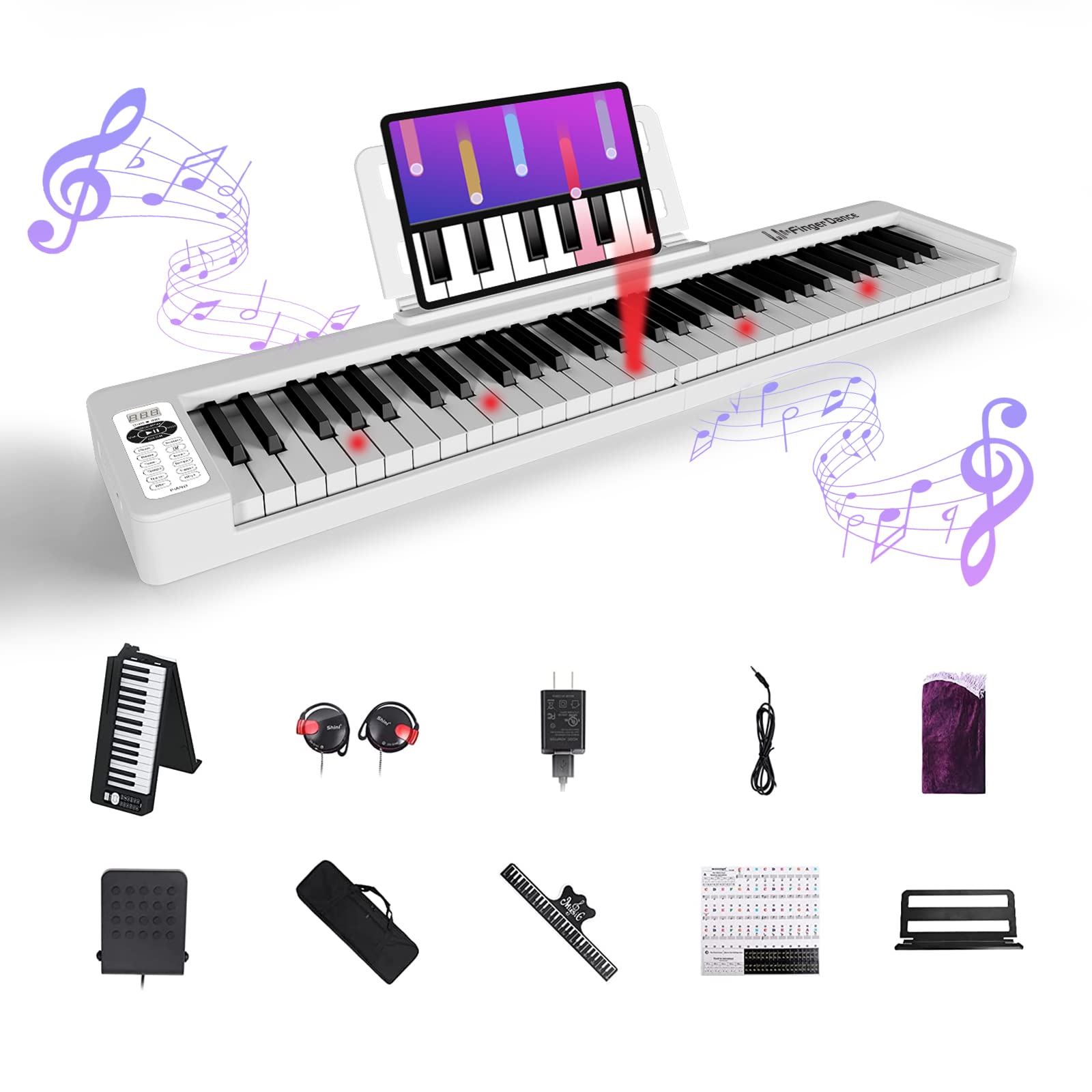 Finger Dance 61 Key Keyboard with Lighted Keys, Folding Piano, Semi ...