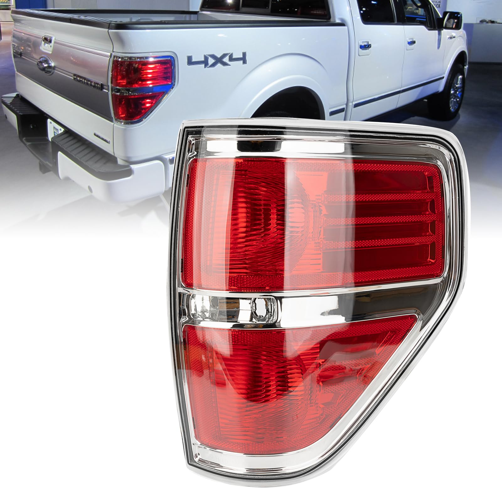 Right Passenger Side Red Chrome Rear Tail Light Housing Compatible With ...