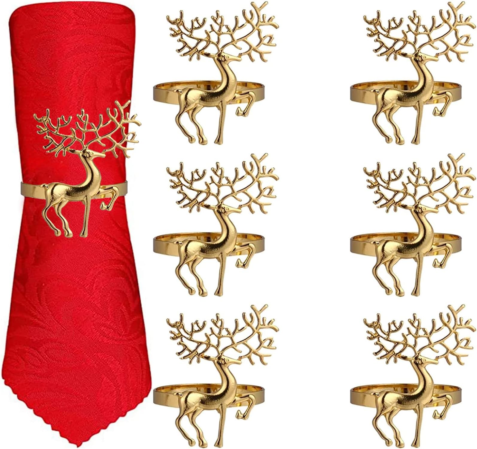 8 Pieces Gold Napkin Rings, Christmas Tree Napkin Rings Metal Napkin ...