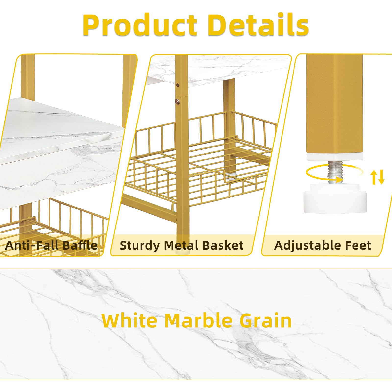 Snapklik.com : YAHARBO White And Gold Side Table Set Of 2,3-Tier Small ...