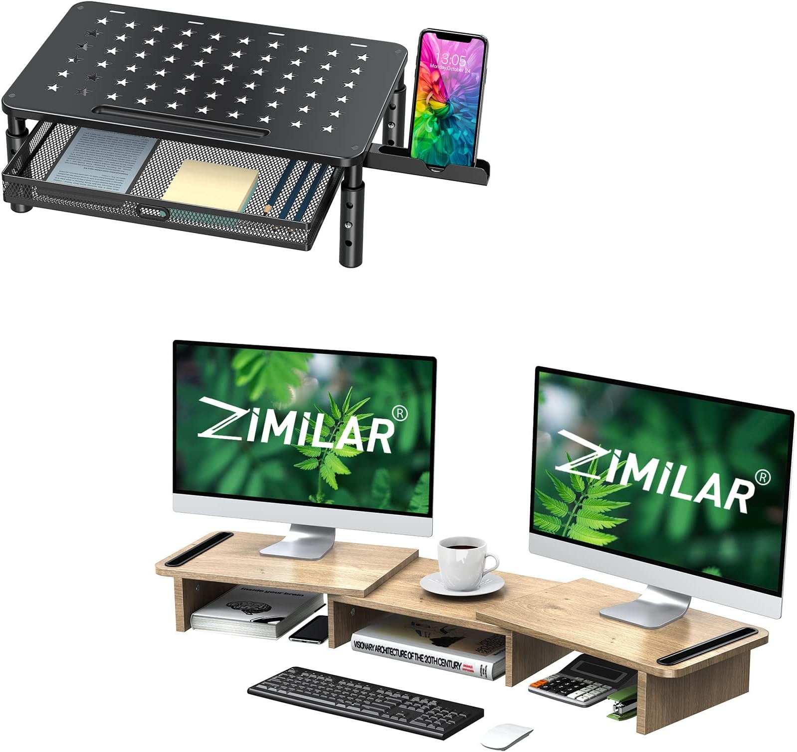 Amazon.com: Zimilar Monitor Stand Riser with Metal Mesh Drawer, Height ...