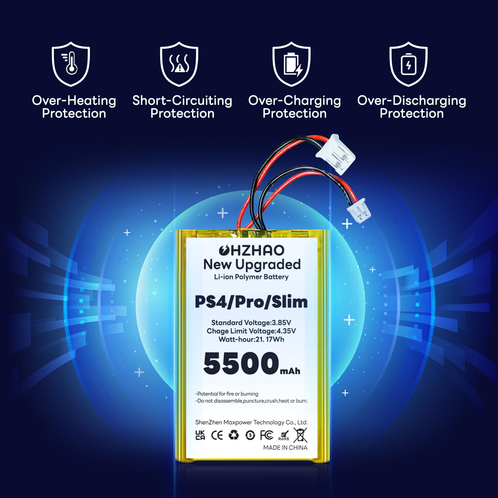 Snapklik.com : 2Pack 5500mAh PS4 Controller Battery Replacement, 2025 ...