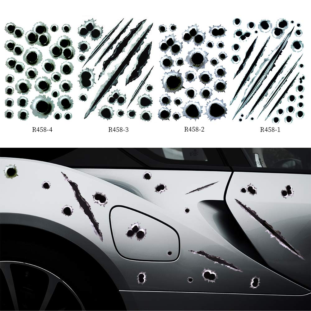 Buy FineFun Fake Bullet Holes Funny Car Helmet Stickers Decals Emblem ...