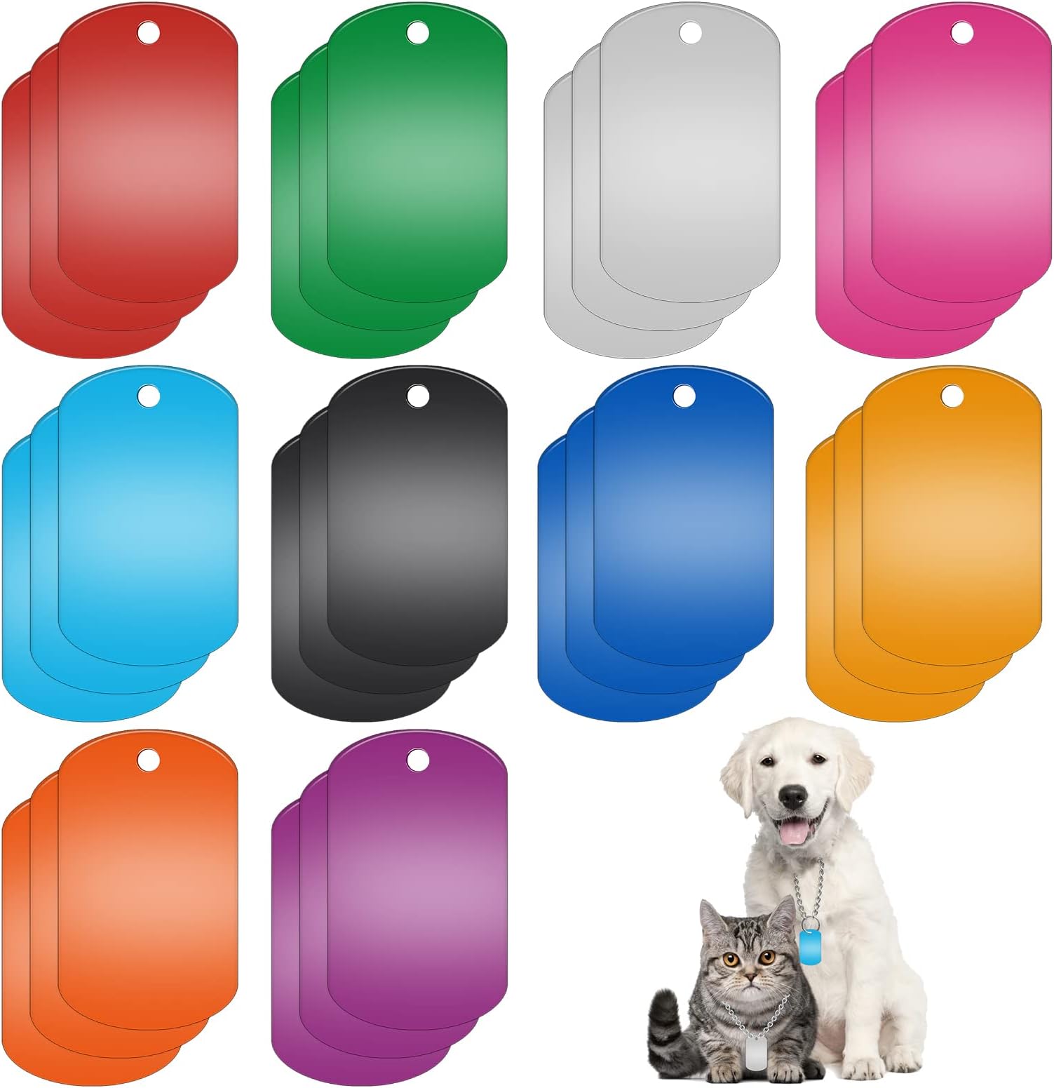 Amazon.com: 30 Packs Blank Dog Tags for Engraving, Metal Rounded ...