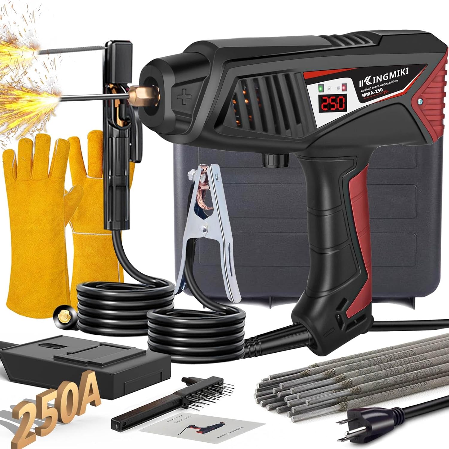 KingMiKi Portable Welder, 20-250A Digital Display Welding Gun Hand Held ...