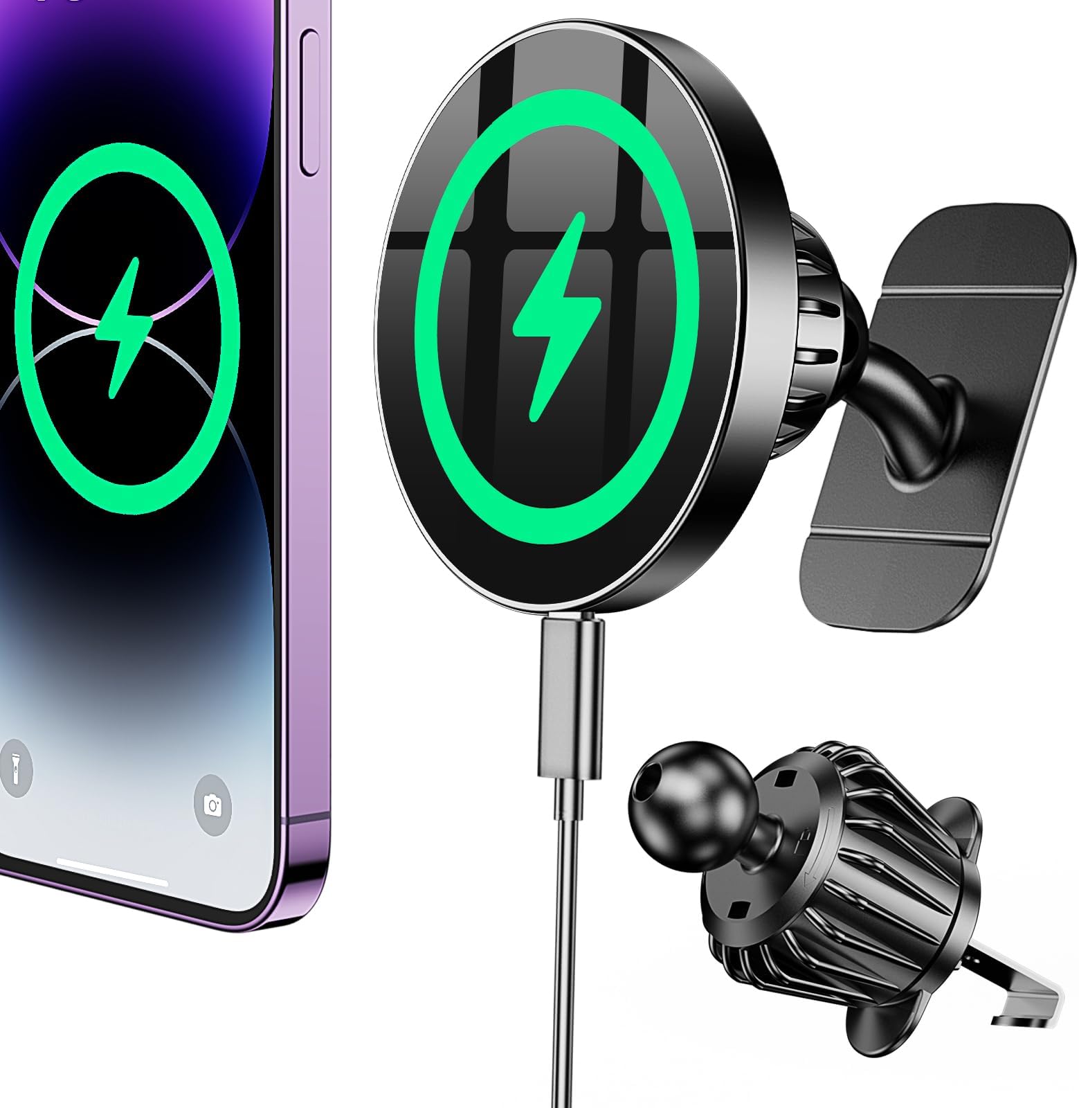 Amazon.com: Kaistyle for MagSafe Car Mount Charger【Stronger Magnets ...