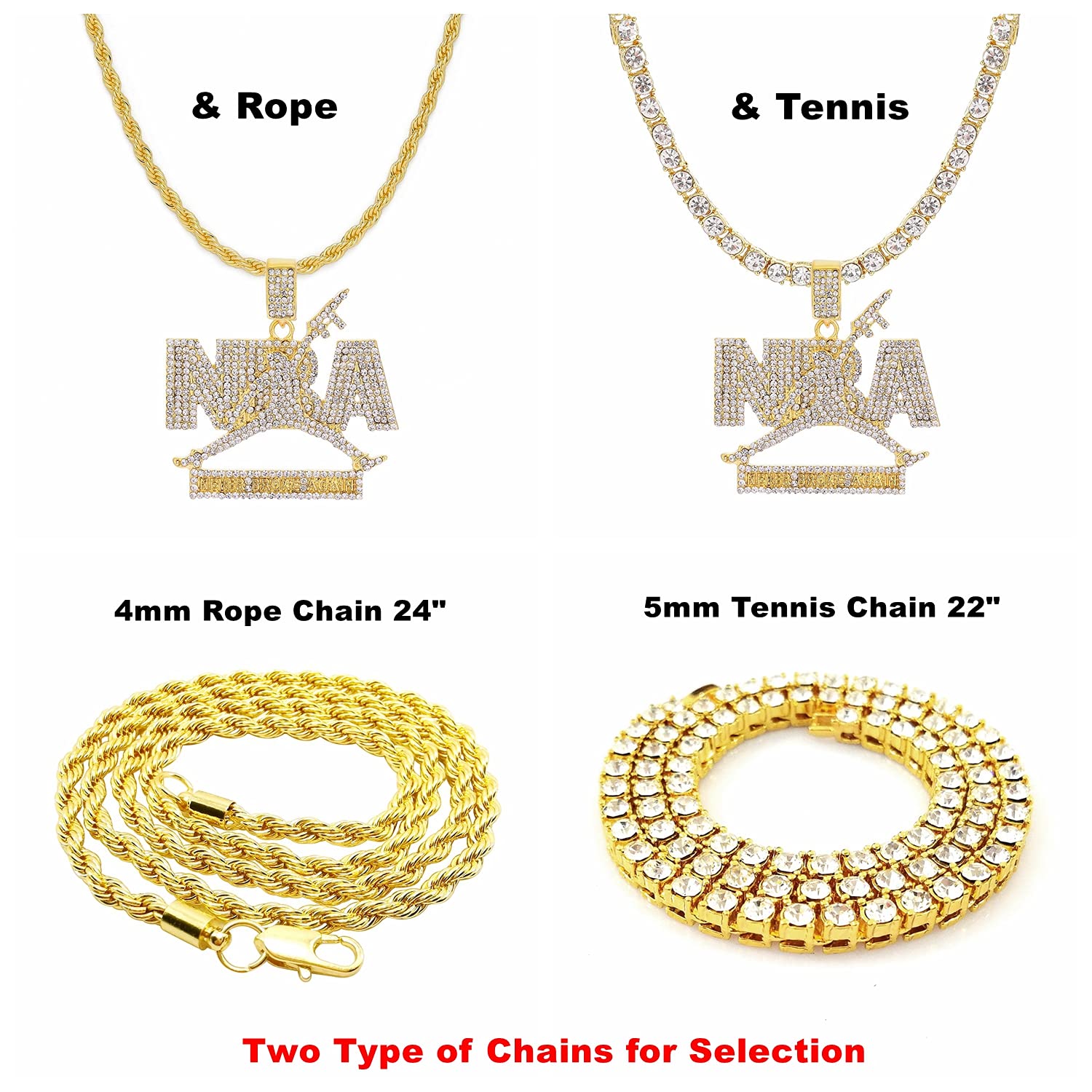 Iced Out Nba Youngboy Pendant Chains for Men Silver Gold Never Broke ...