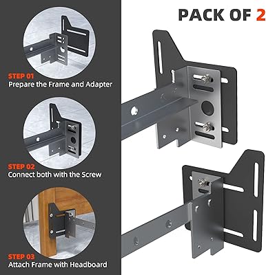 2Pcs Bed Frame Brackets Adapter for Headboard Extra, Heavy Duty Bed ...