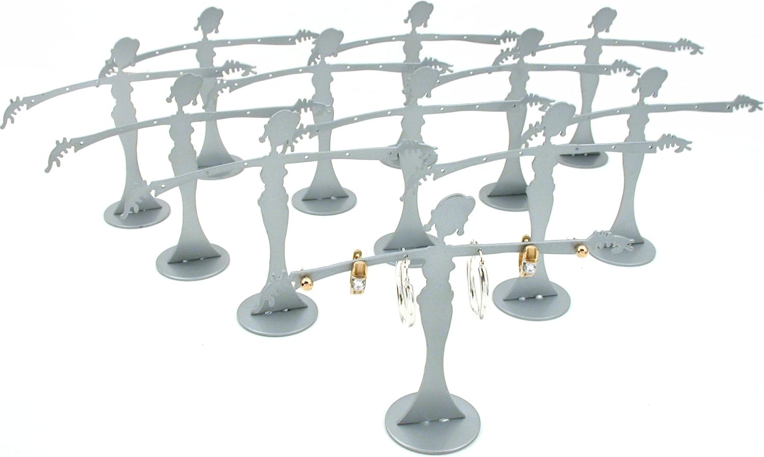 Amazon.com: 12 Silver Earring Lady Display Jewelry Showcase Stands ...
