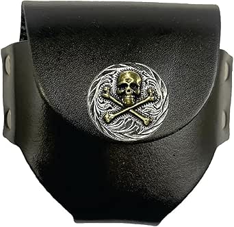 Amazon.com: Custom Black Skull Leather Snuff Can Holder with Snap ...