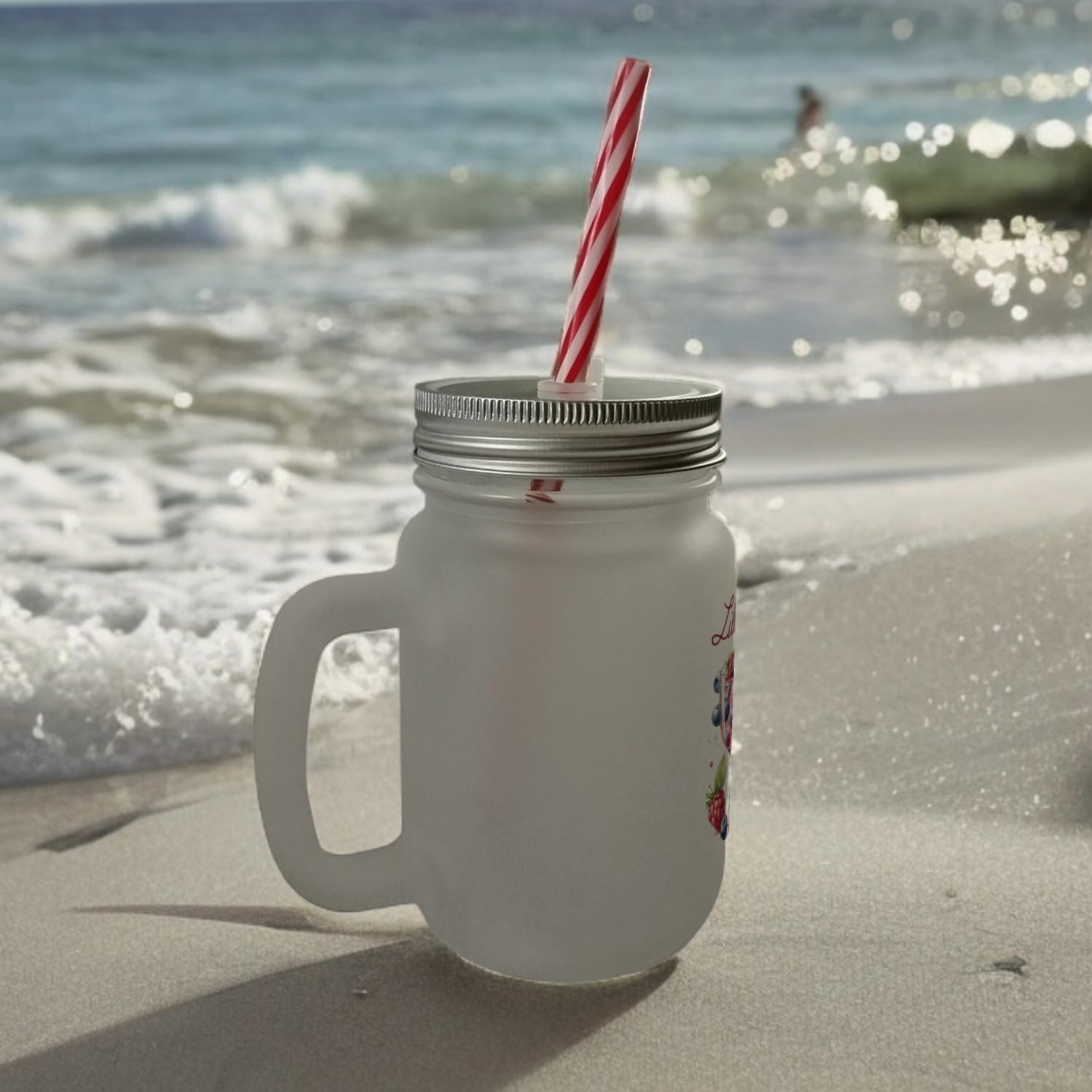 Verre Cocktail été Queen Mason Jar - Avec Couvercle, 400ml, Motif Baies ...