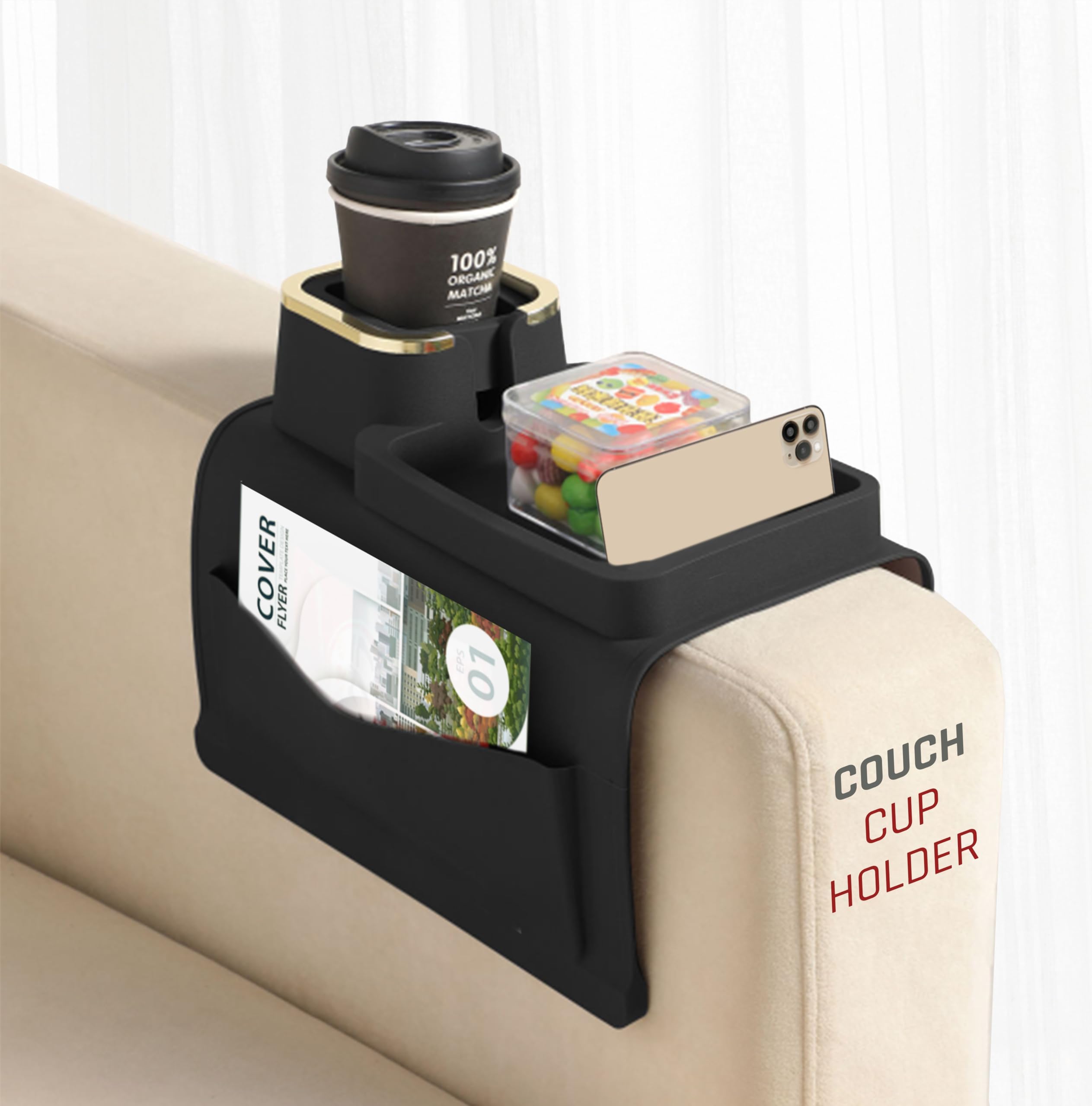 Amazon.com: KindGa Coasters for Drinks with Holder, Couch Cup Holder ...