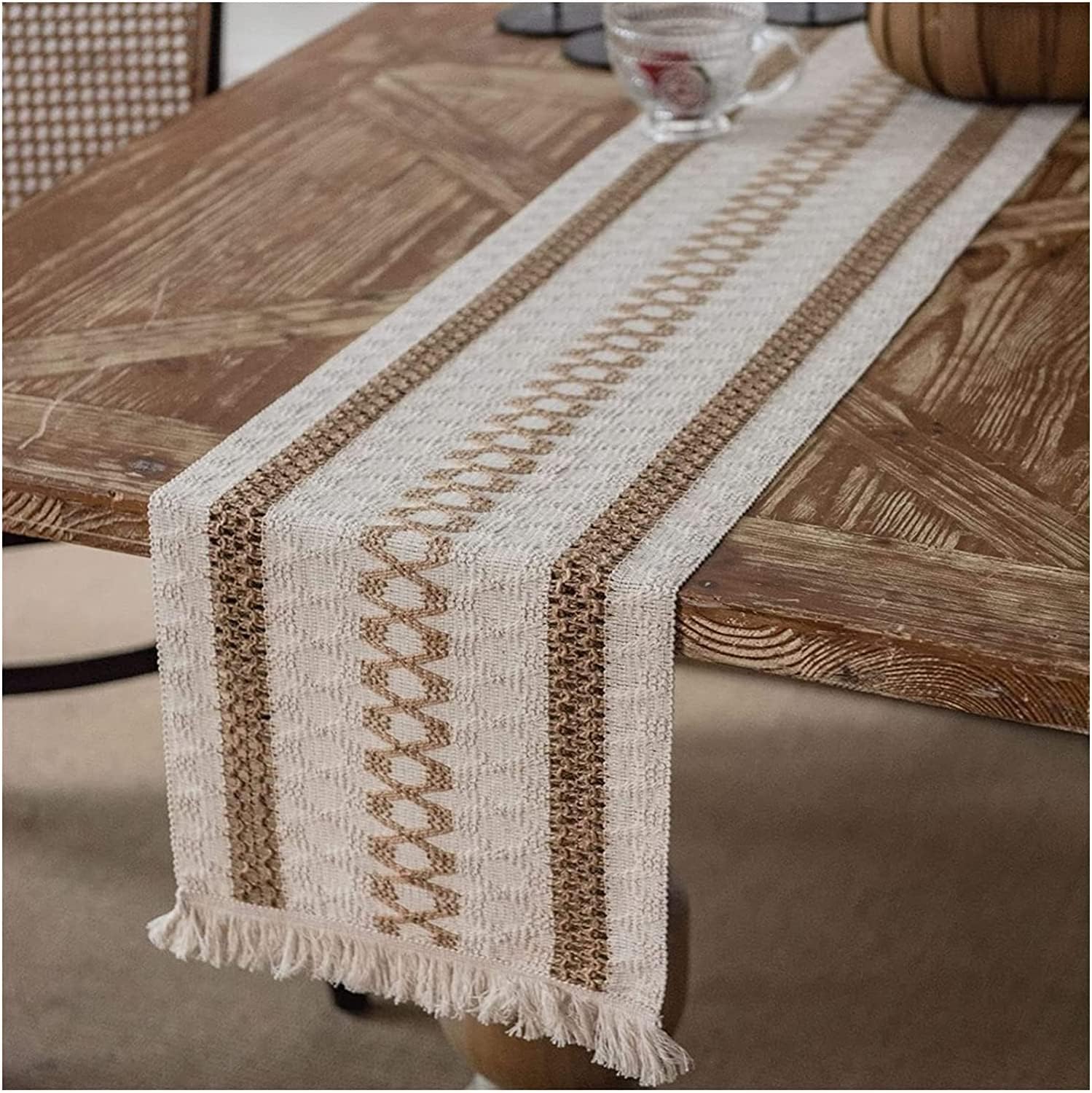 Alynsehom Macrame Table Runner - Cream Beige Boho With Tassels, Hand ...