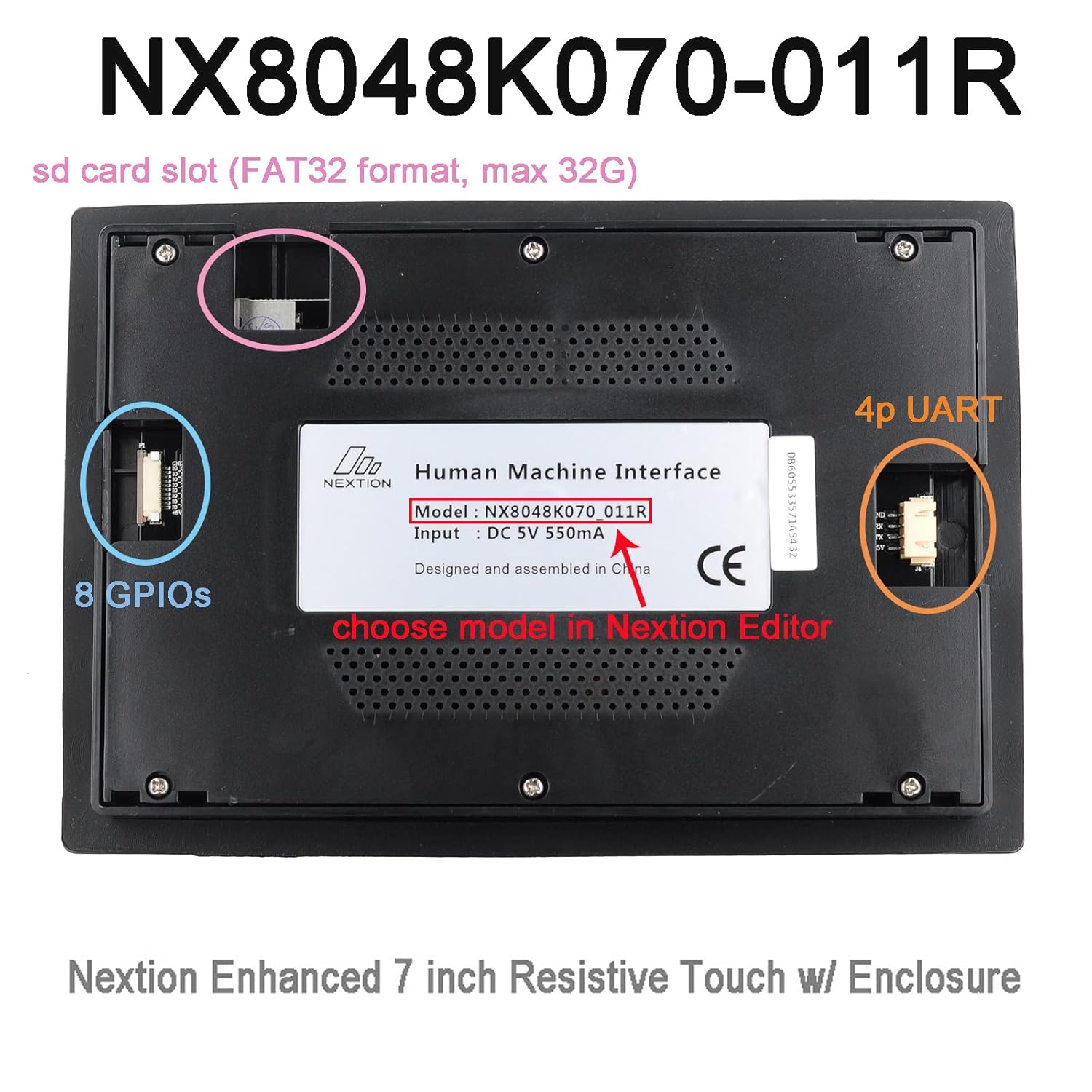 Nextion Enhanced 7 inch Display NX8048K070-011R HMI LCD Touch Screen w ...