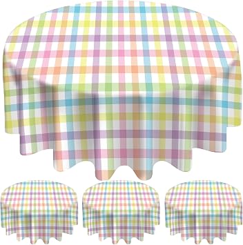 Amazon.com: 3Pcs Spring Easter Pastel Plaid Tablecloths Decorations ...