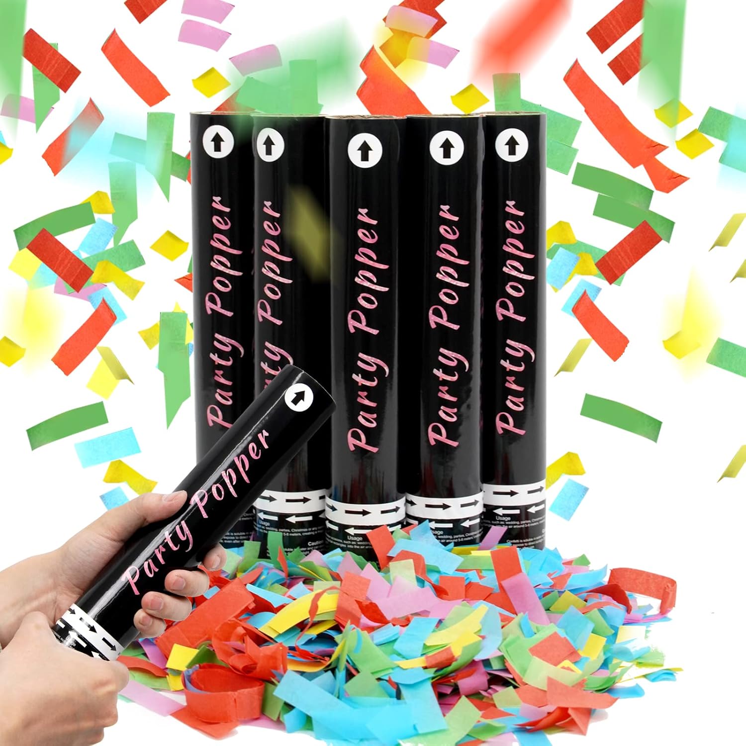 Amazon.com: Confetti Cannon, 5 Pack Party Poppers Biodegradable ...