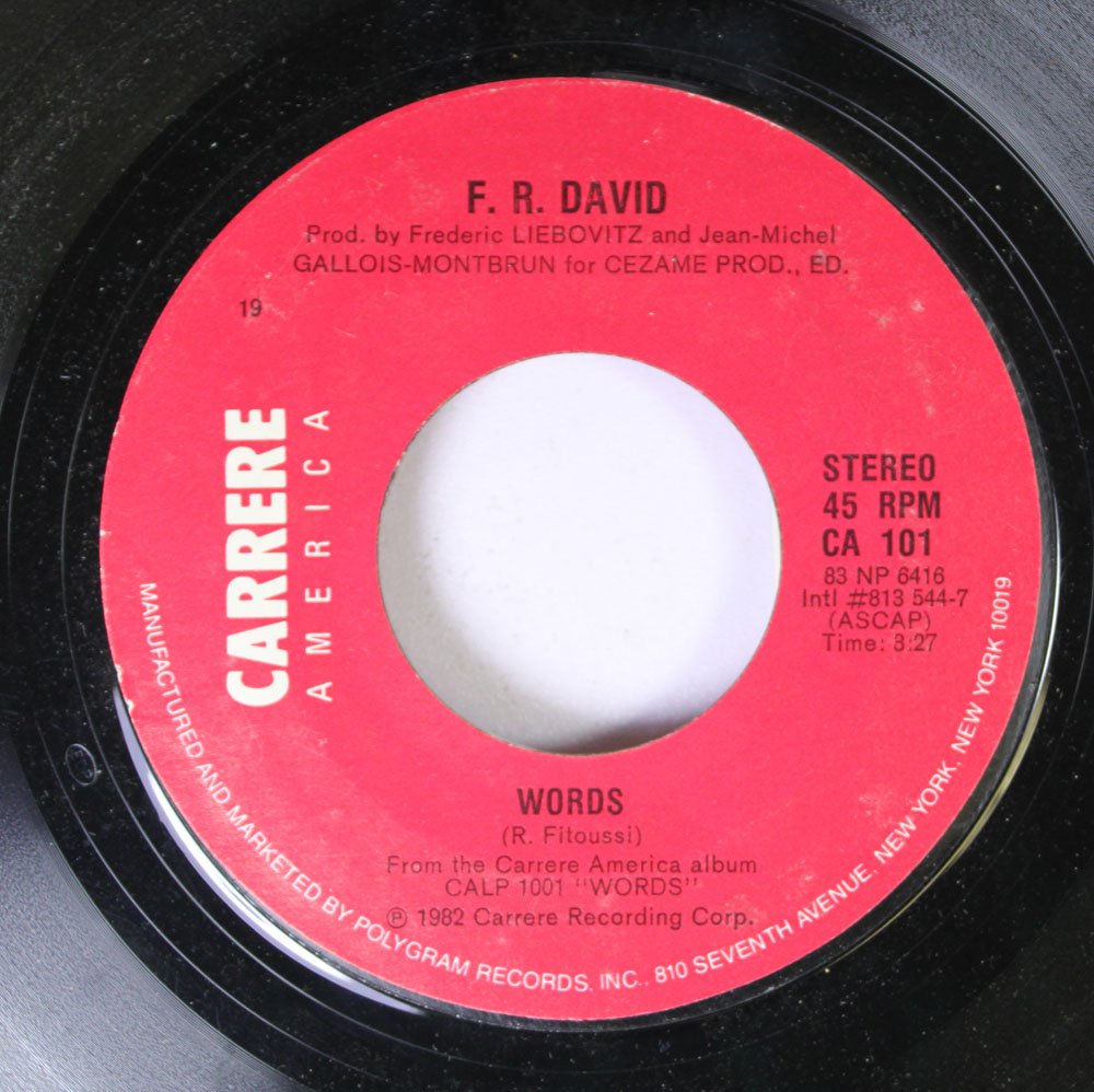 Amazon.com: F.R. David 45 RPM Words / Rocker Blues: CDs & Vinyl
