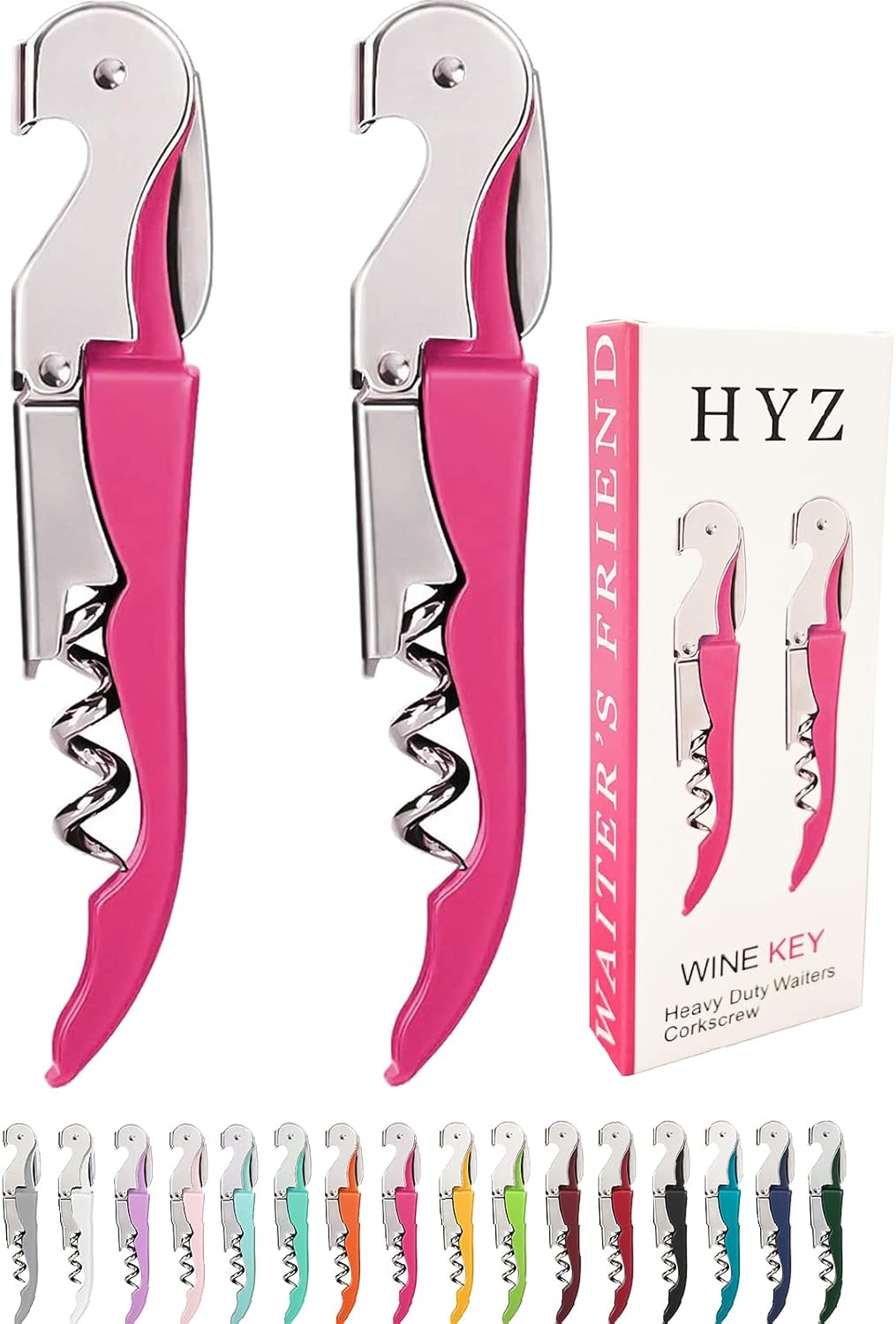 Amazon.com: Waiter Corkscrew Wine Opener 2-Pack Rosy, HYZ Professional ...