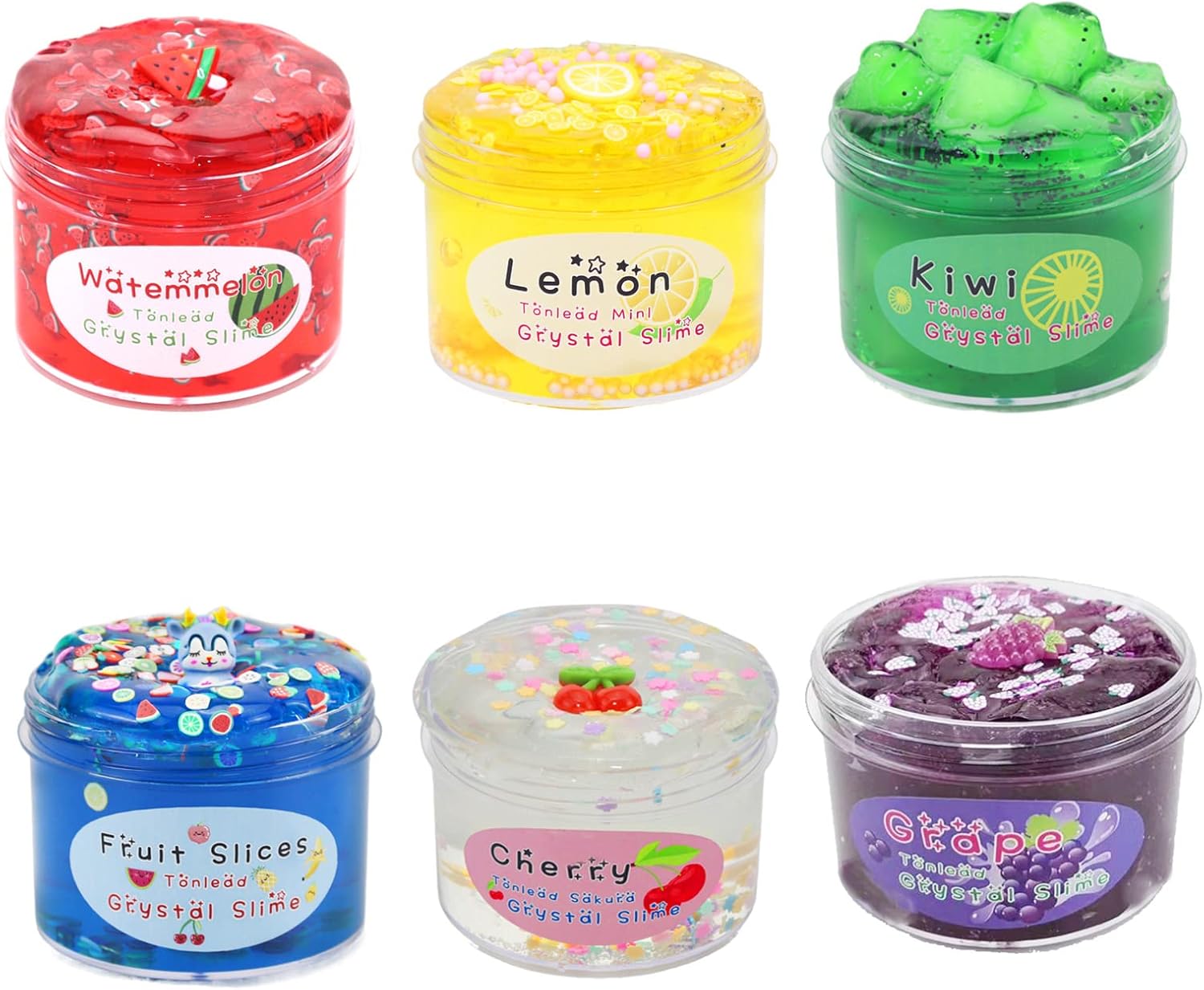 Kayswang Cloud Slime Clear Slime 6 Packs Crystal Slimes Kiwi Lemon ...