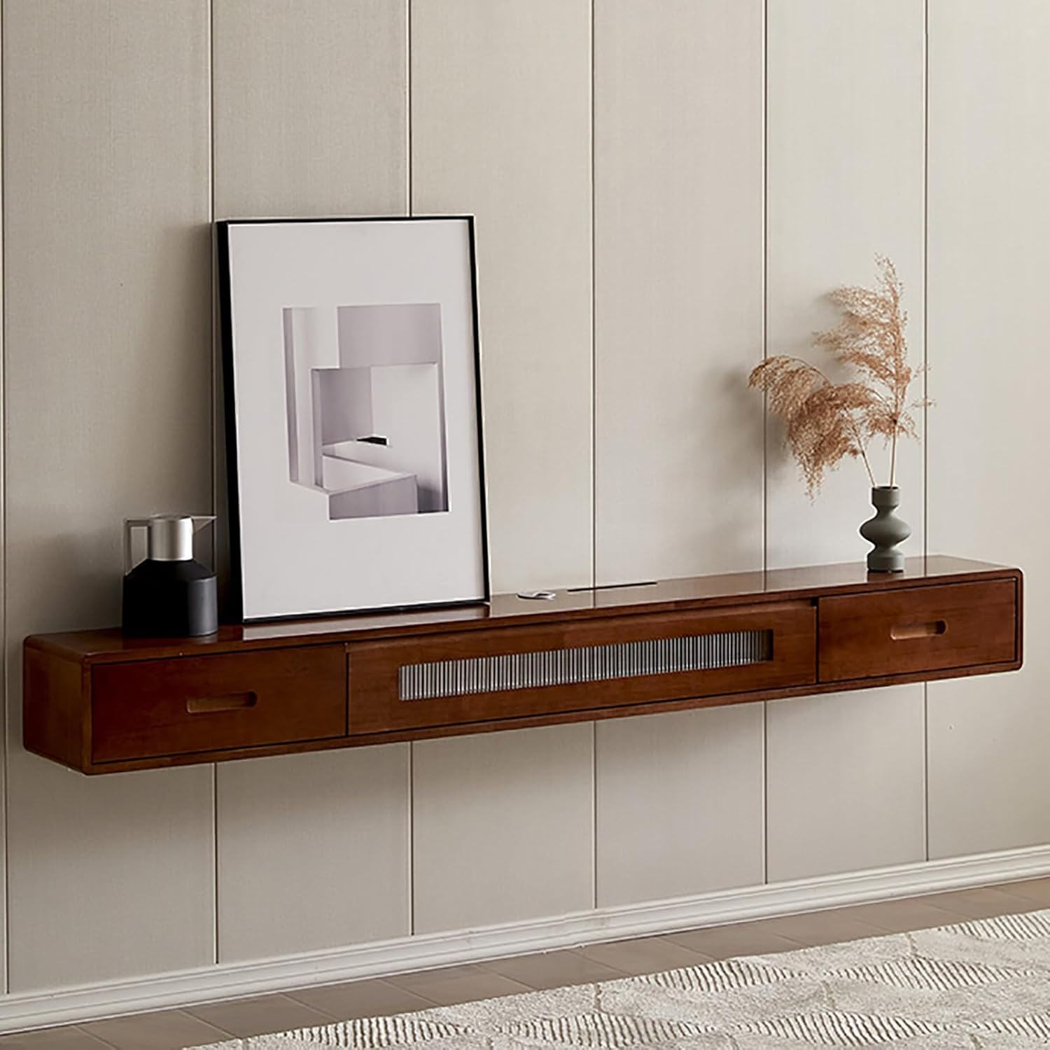 Amazon.com: TRUNXUCL Wall Mounted TV Stand, Floating TV Unit Solid Wood ...