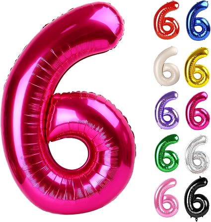 Amazon.com: Hot Pink Number 6 Balloon 40 Inch, 6 Balloon Number, 6th ...