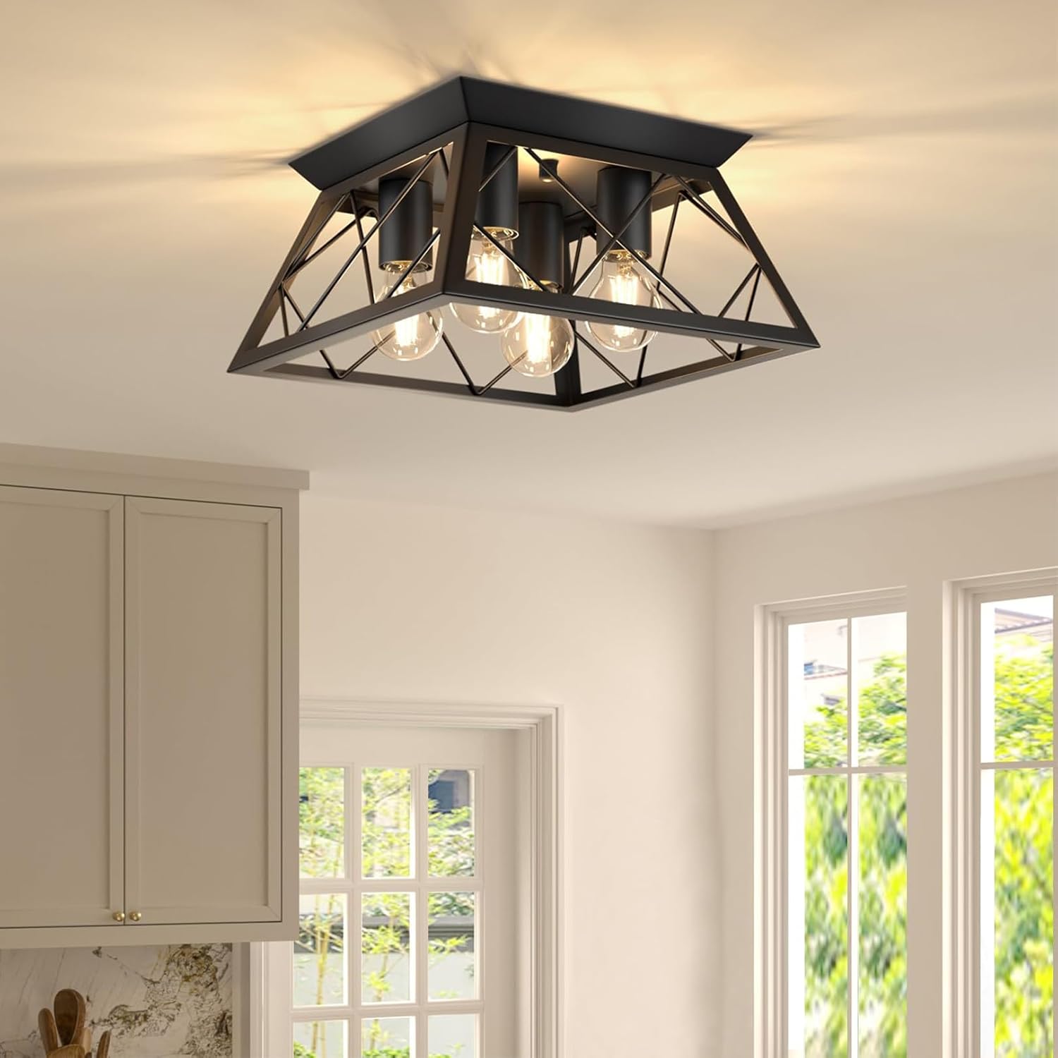 zmzdp 4-Light Farmhouse Kitchen Flush Mount Ceiling Light Dining Room ...
