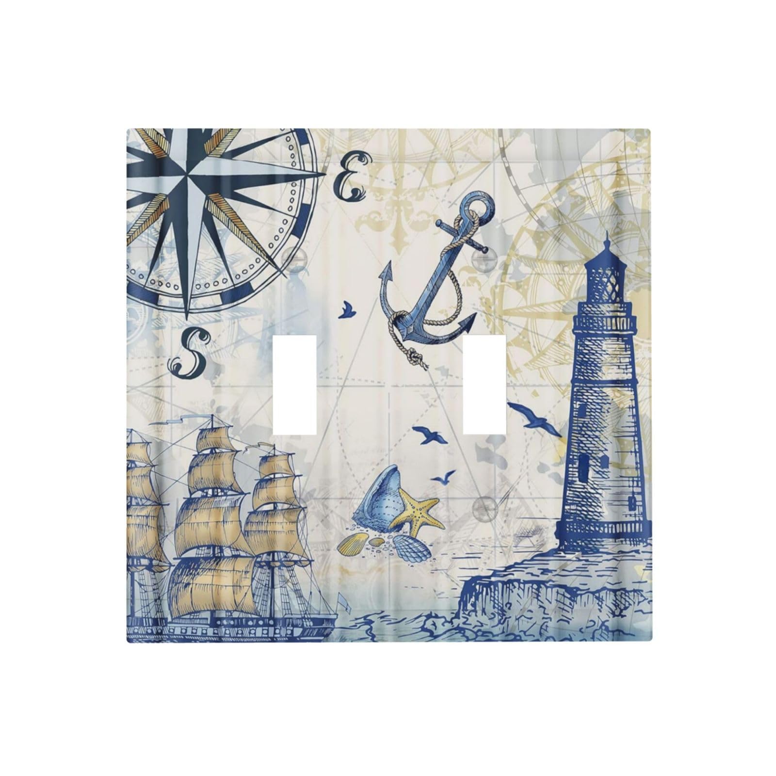 Spshian Nautical Ocean Sailboat Lighthouse Anchor Double Toggle Light ...