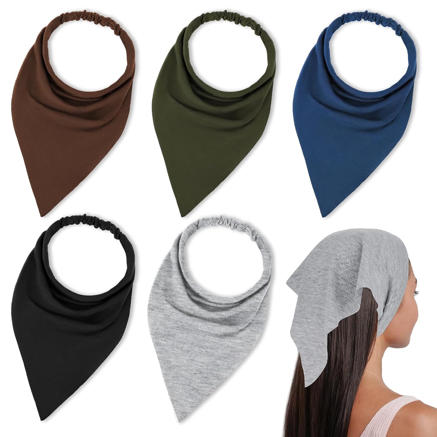 Amazon.com: Gjinxi Triangle Bandana 5Pcs Elastic Scarf Headband Large ...