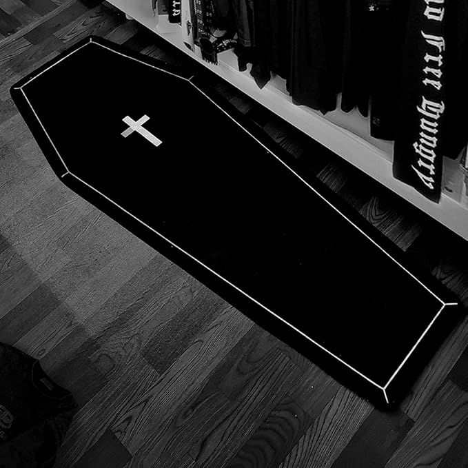 Amazon.com: Coffin Bath Mat Halloween Rug - Black Gothic Home Decor for ...
