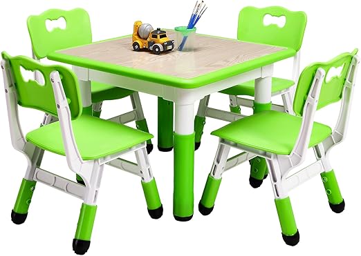 Amazon.com: Kids Table and Chairs Set, Height Adjustable Desk with 4 ...