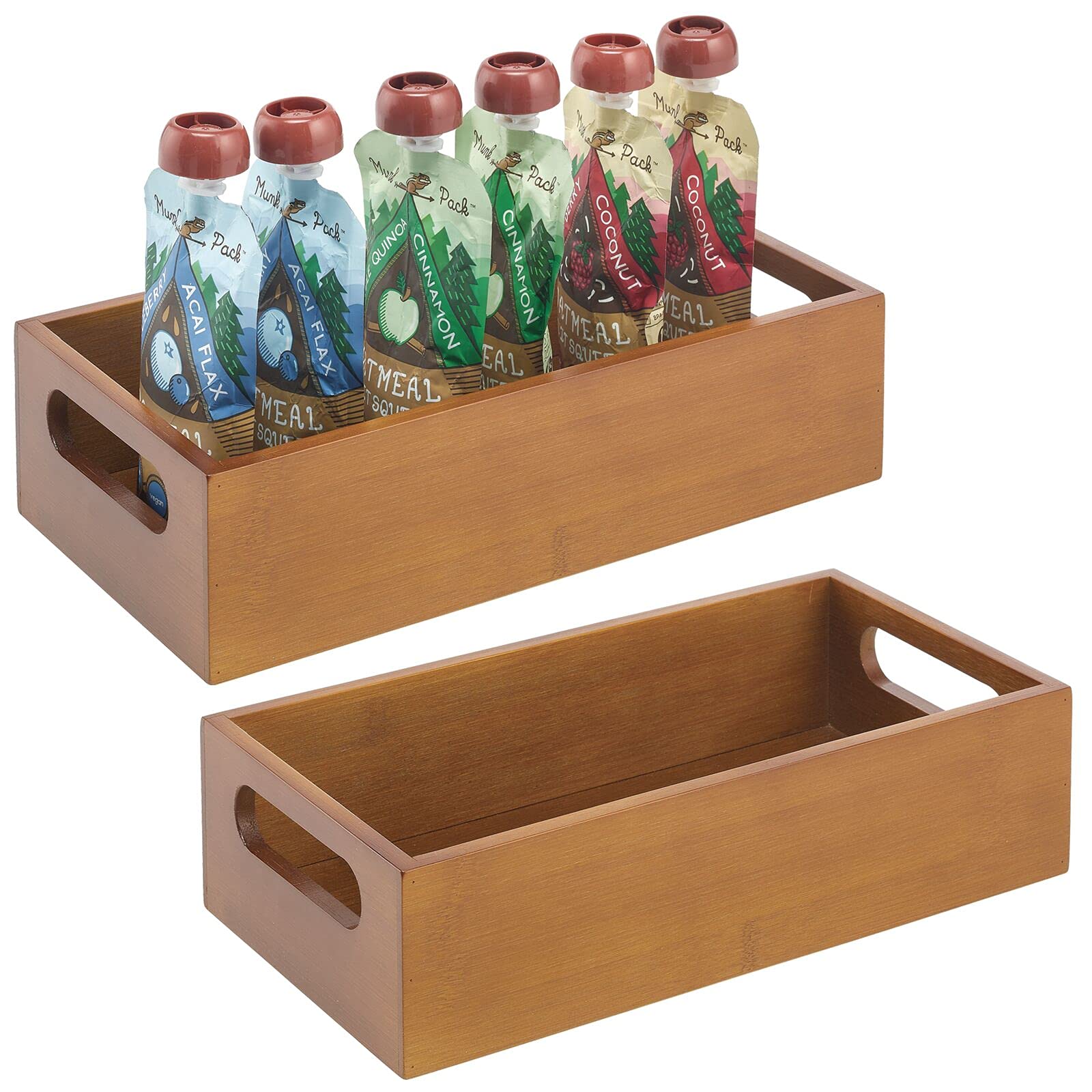 Mdesign Wood Bamboo Storage Bin Container Drawer Organizer Crate Boxes ...