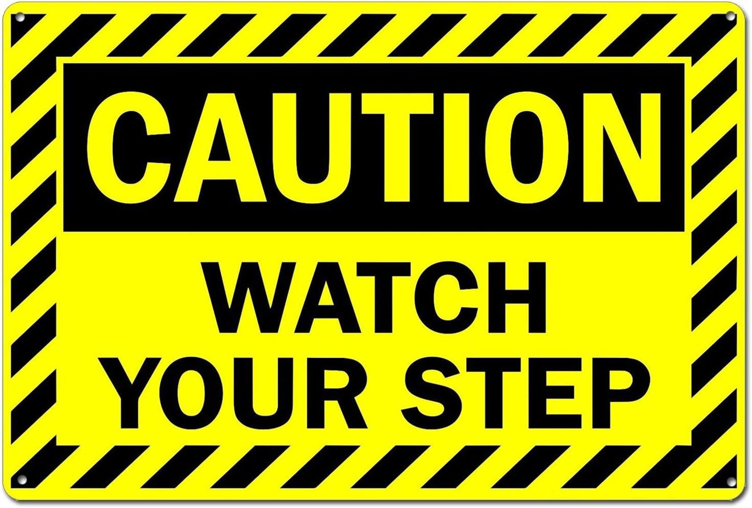 Amazon.com: Caution Watch Your Step Tin Sign Metal Sign Metal Decor ...