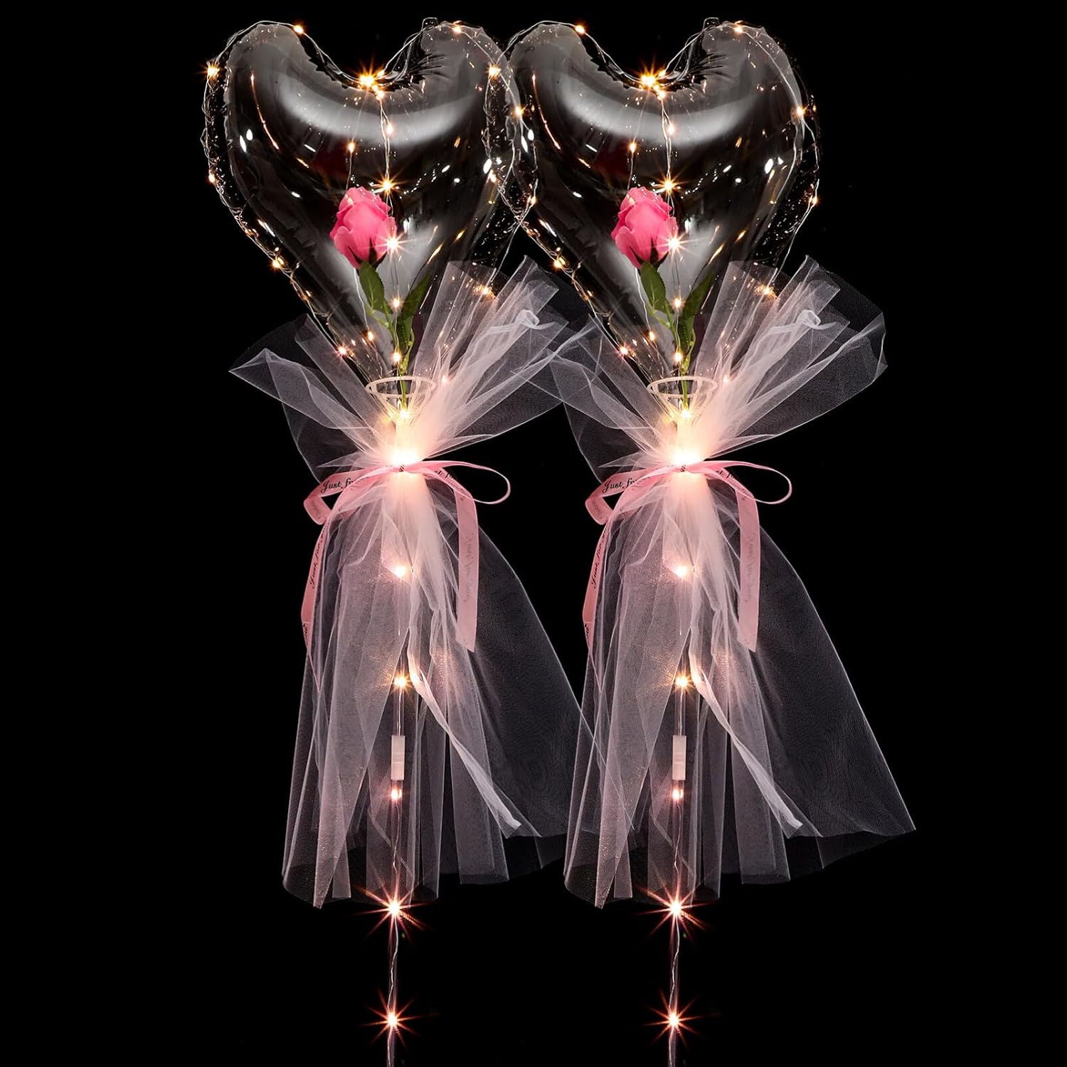 Amazon.com: HOLIDYOYO LED Bobo Balloons,2pcs Heart Rose Light Up ...