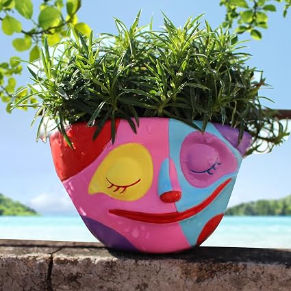 Upriver 1pcs Abstract Rainbow Head Flower Planters Pots Funny Head ...