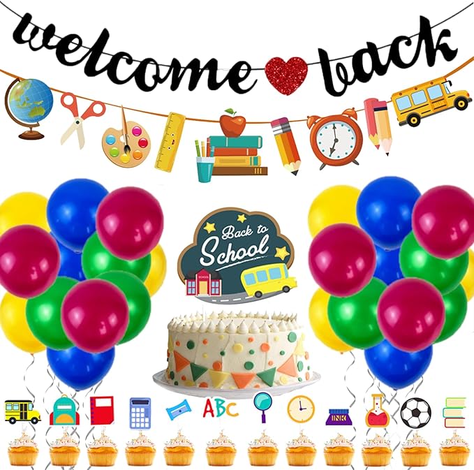 Amazon.com: Back to School Banner, Welcome Back Decoration with ...