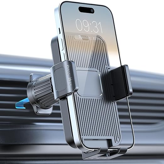 Amazon.com: WIOUKUO Phone Holder Car Mount for iPhone[2024 Upgraded Clip], Wider Clamp & Metal ...