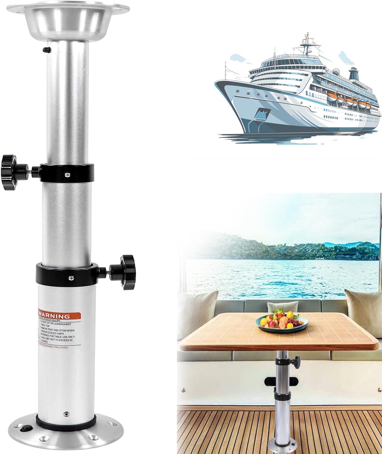 Amazon.com: WANLECY Adjustable Pedestal Marine RV Table Base Mount ...