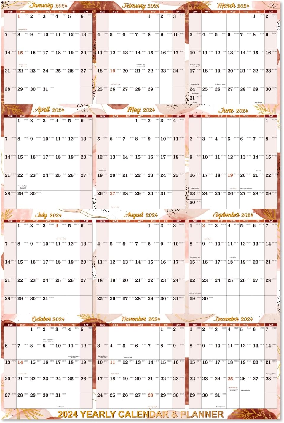 2024 Yearly Wall Calendar - Yearly Wall Calendar Australia | Ubuy