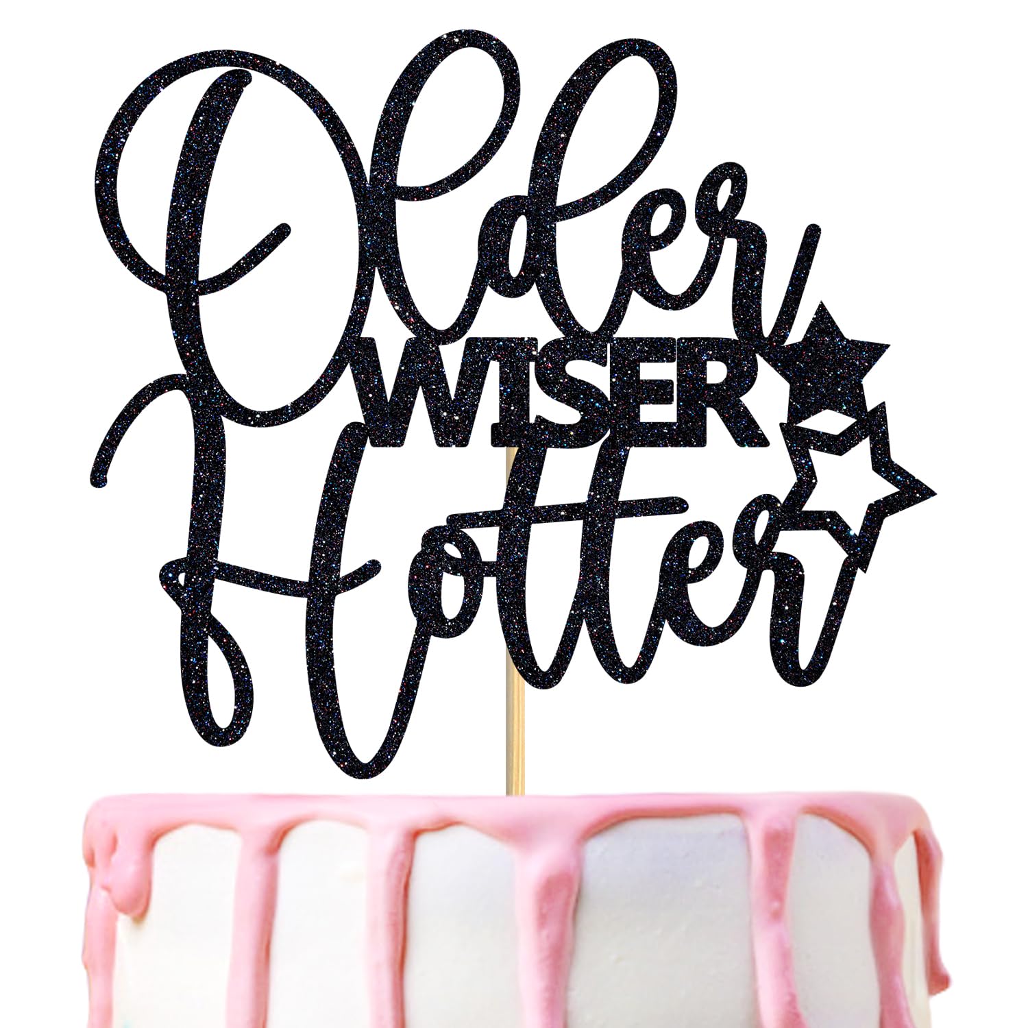 Amazon.com: Older Wiser Hotter Birthday Cake topper for Women Men 30th ...