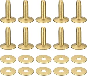 Amazon.com: uxcell 10 Set Brass Rivets and Burrs, 10x3.3x14mm Solid ...