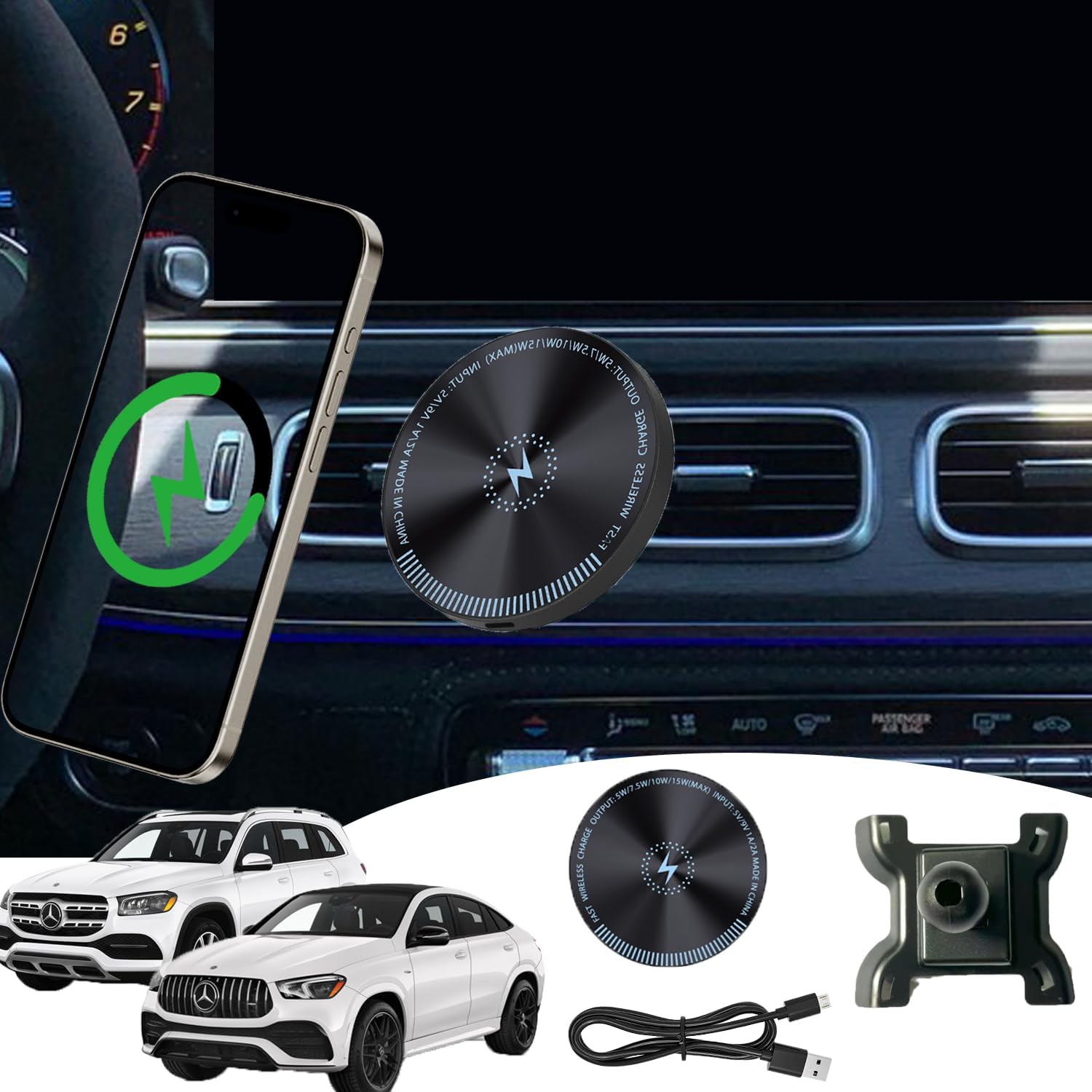 Amazon.com: wincar for GLE-Class W167 GLS-Class X167 Phone Mount 15W ...