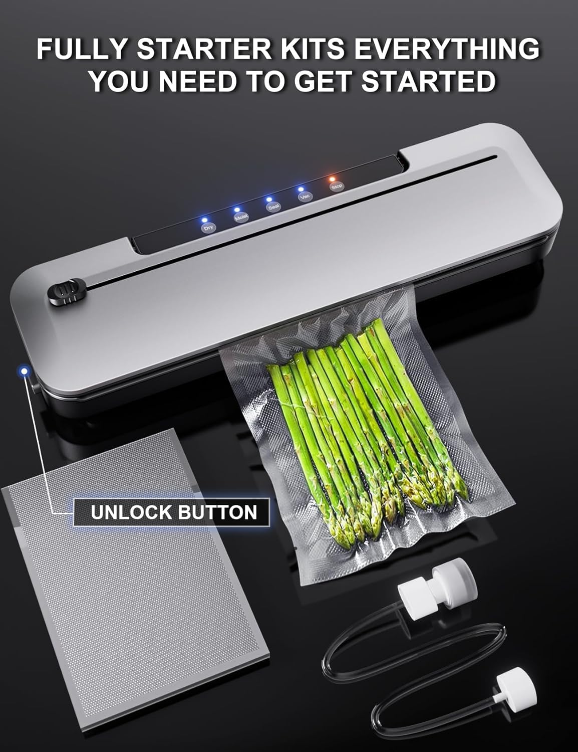 Snapklik.com : Vacuum Sealer Machine,75KPa Suction Power Food Vacuum Saver