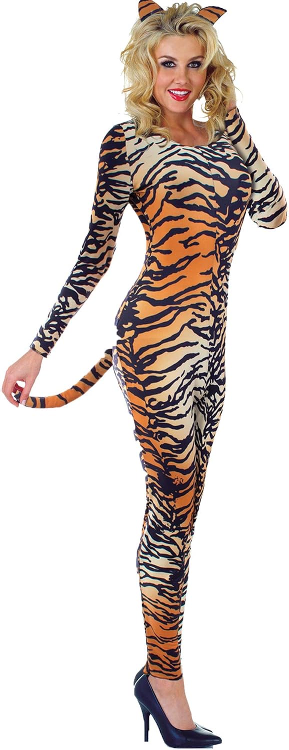 Amazon.com: UNDERWRAPS Women Sexy Stretch Tiger Jumpsuit Costume Set ...