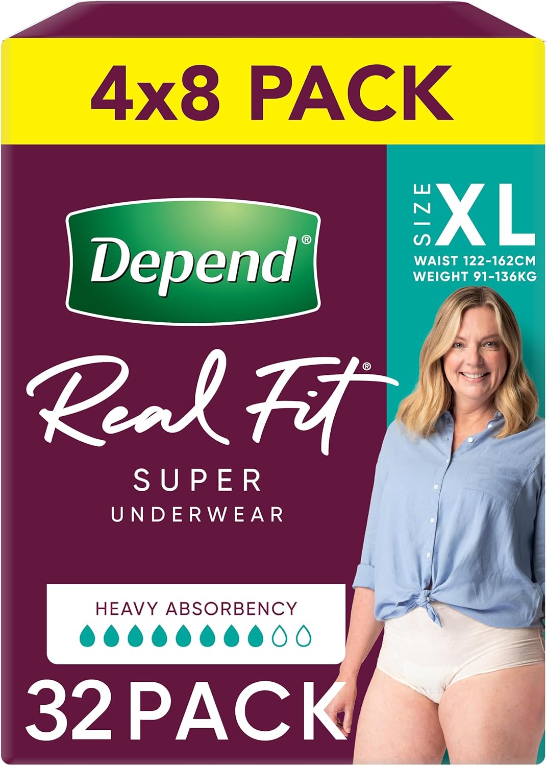 Depend Real Fit Incontinence Underwear Super Women X-Large 32 Count (4 ...