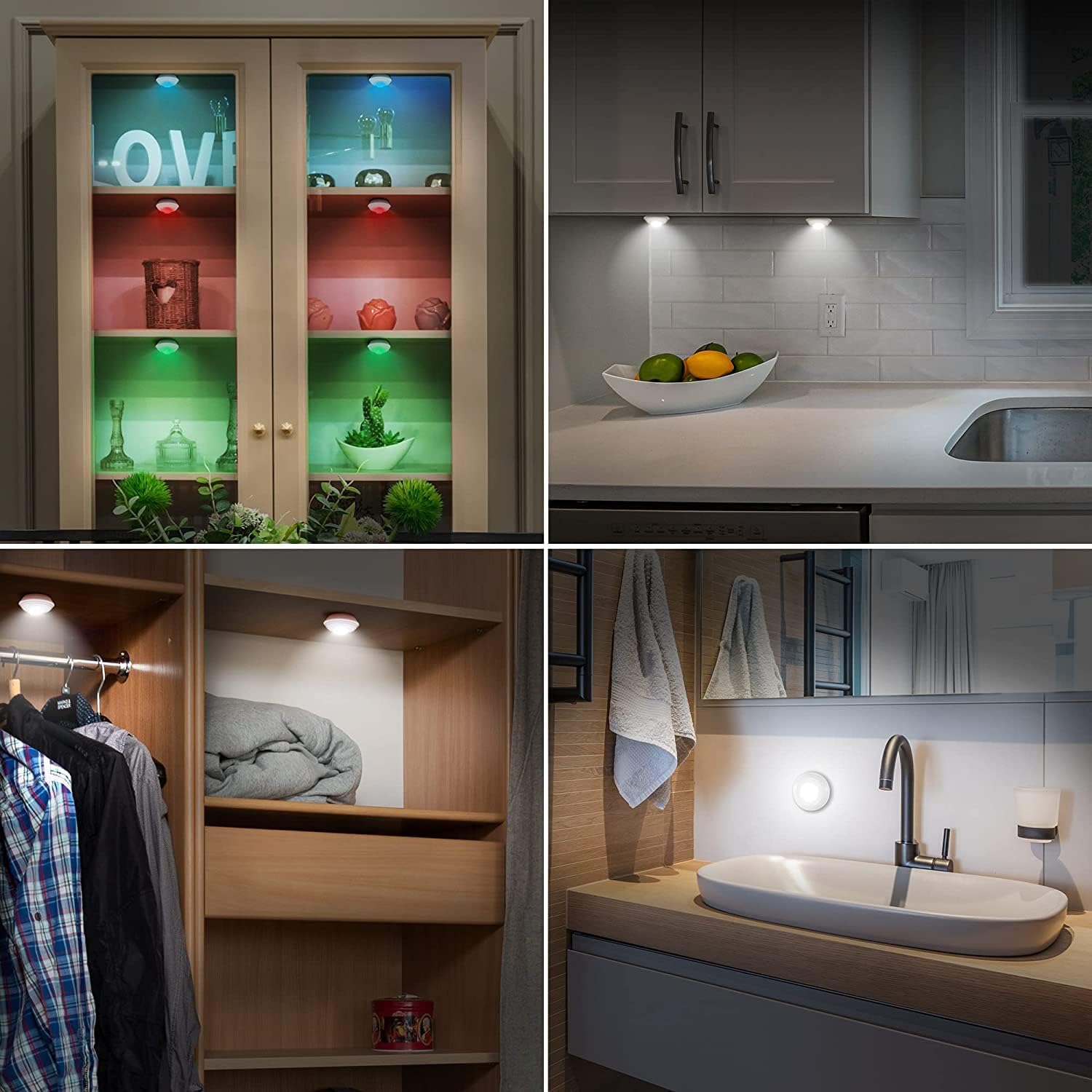 Tap Light Push Lights, THOVAS Under Cabinet Lights Wireless, Color ...
